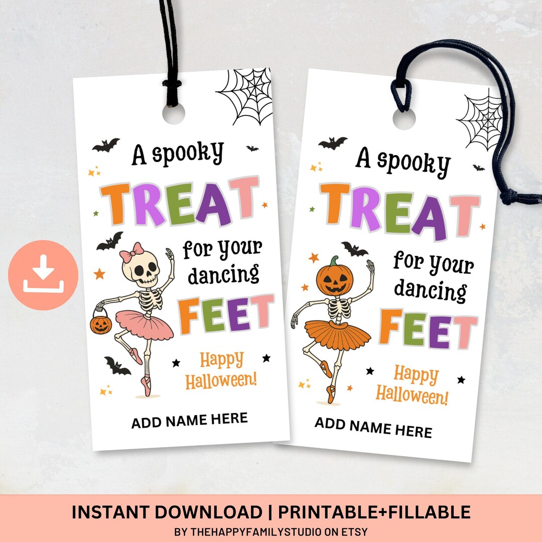 Ballerina Halloween Gift Tag, Ballet Dancer Printable Treat Candy Tag ...