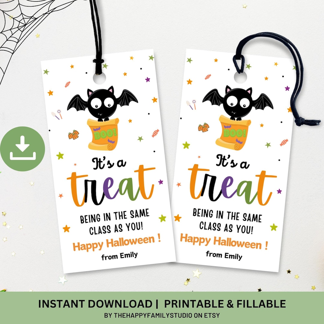 Boo It's A Treat Being in the Same Class as You Favor Tags, Halloween ...