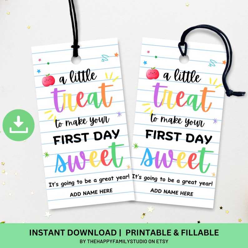 Back to School Gift Tag, A Little Treat to Make Your First Day Sweet ...
