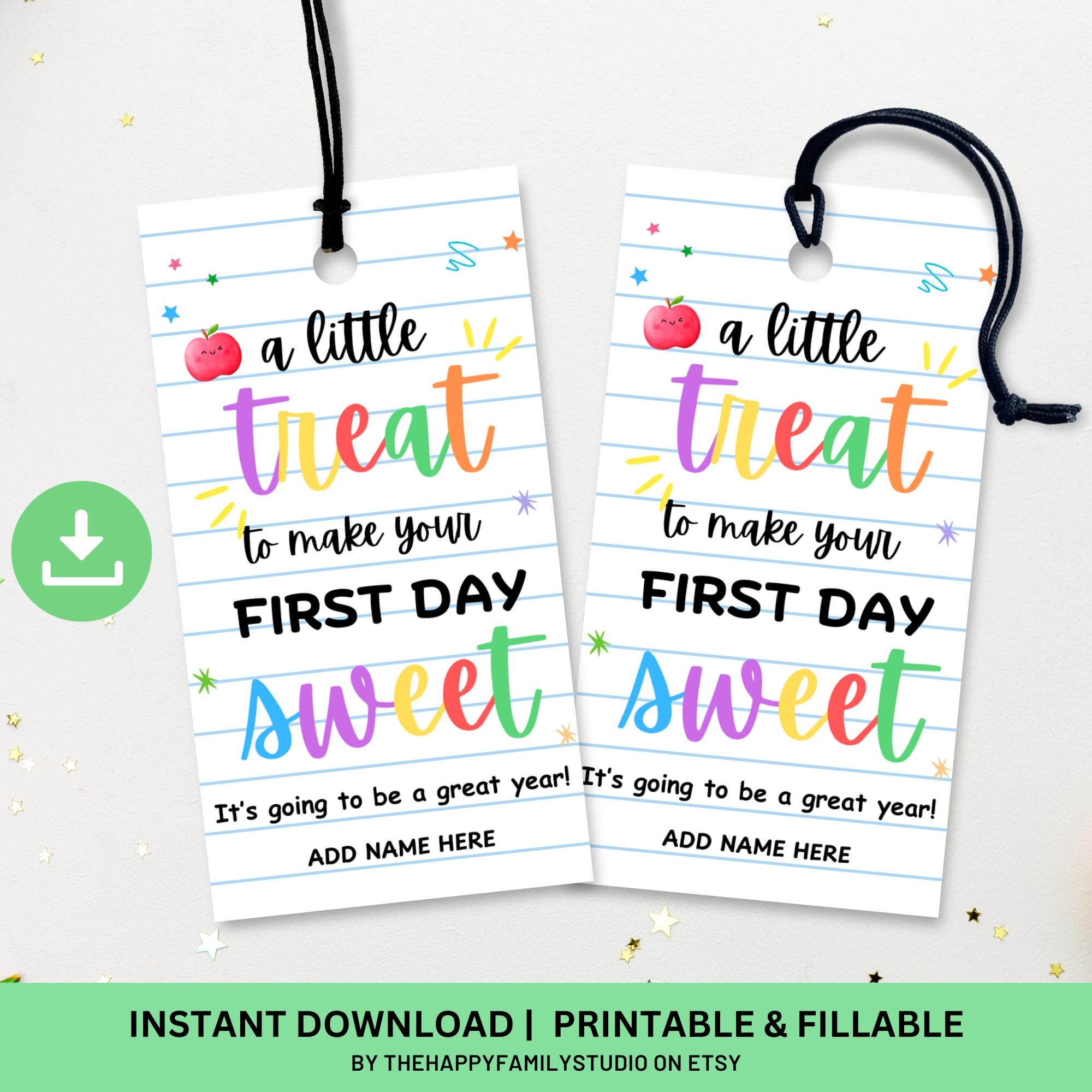 Back to School Gift Tag, A Little Treat to Make Your First Day Sweet ...