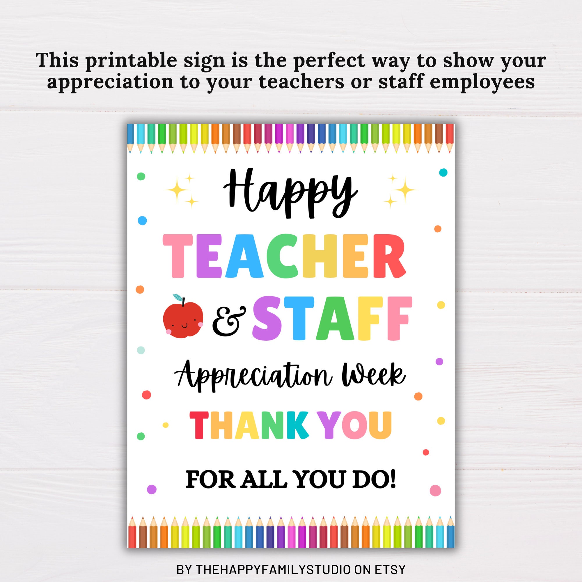 Happy Teacher and Staff Appreciation Week Printable Poster, Teacher ...