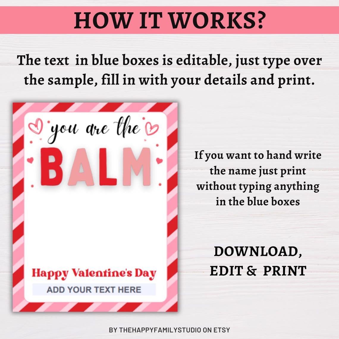 Printable You're the Balm Valentine's Day Card, Editable Lip Balm ...