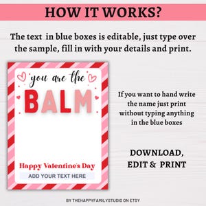 You're the Balm Valentine's Day Card Bundle, Printable Lip Balm Holder ...