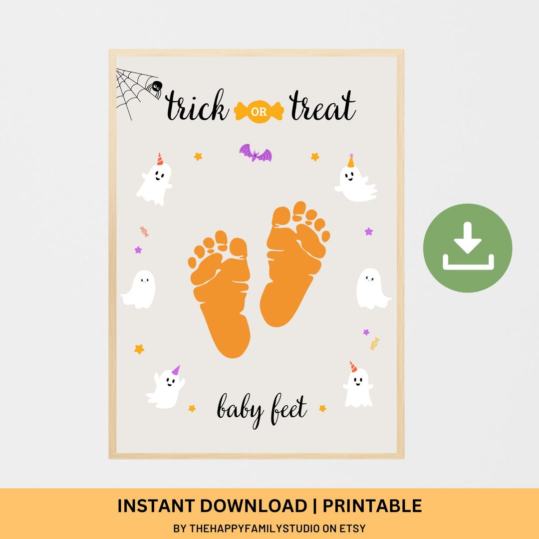 Halloween Footprint Craft, Halloween Footprint Art, Trick or Treat Baby ...