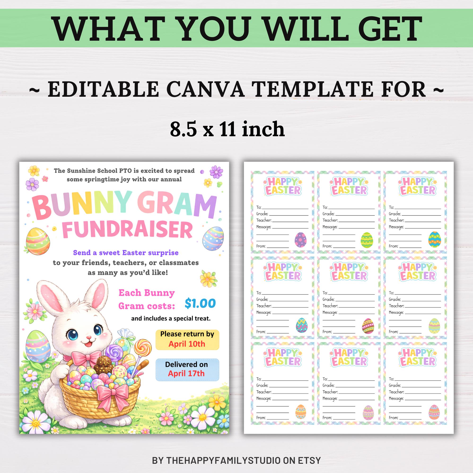 Easter Candy Gram Flyer Template, Candy Gram School Fundraiser, PTO PTA ...