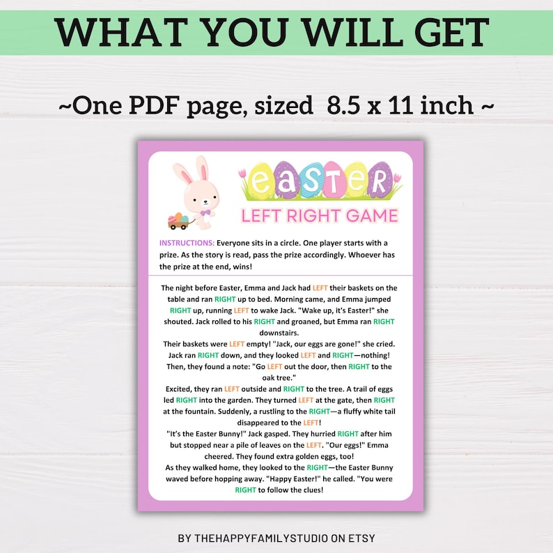 Easter Left Right Game, Pass the Present Easter Game, Pass the Gift ...