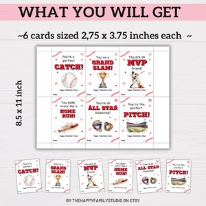 Printable Baseball Valentine Cards, Kids Classroom Valentines Day Card ...