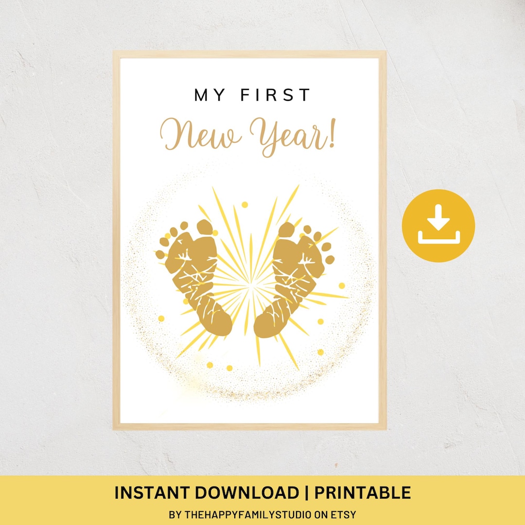 Baby First New Year 2025, Happy New Year Footprint Craft, Handprint Art ...
