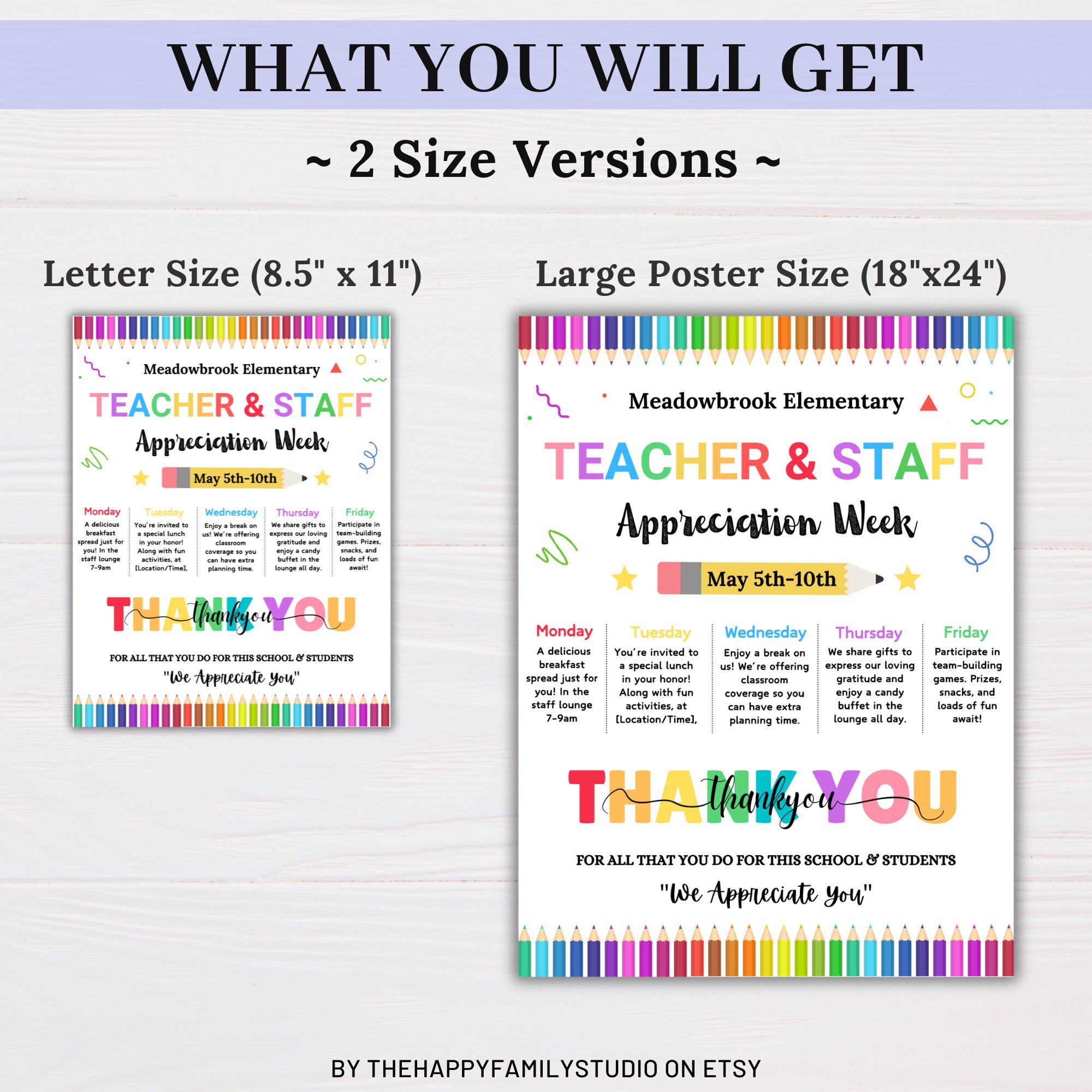 Teacher Appreciation Week Itinerary Poster Template, Newsletter ...