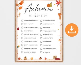 Fall Bucket List Printable, Autumn Bucket List Template, Editable Fall Bucket List, Autumn ...