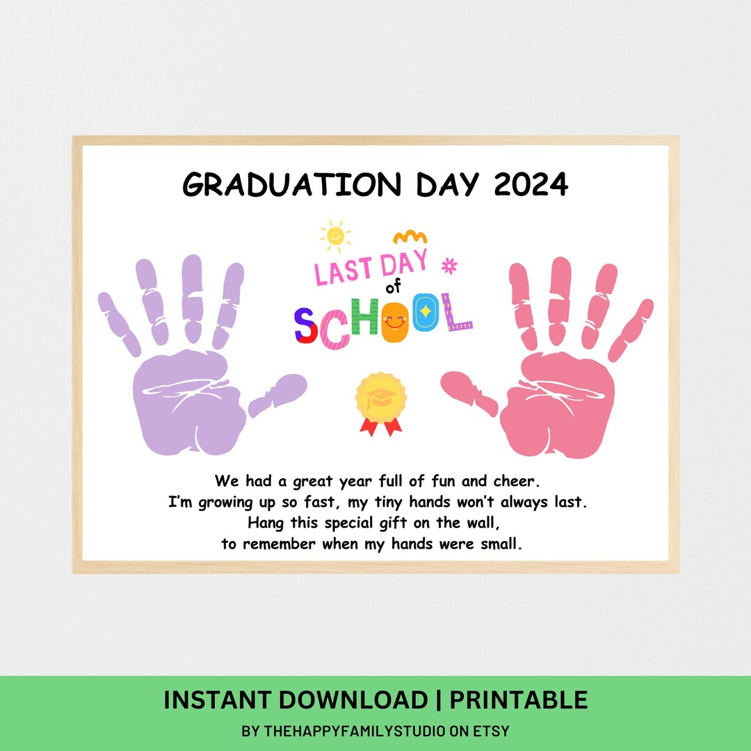 Last Day of School Handprint Art, School Keepsake, Kindergarten ...