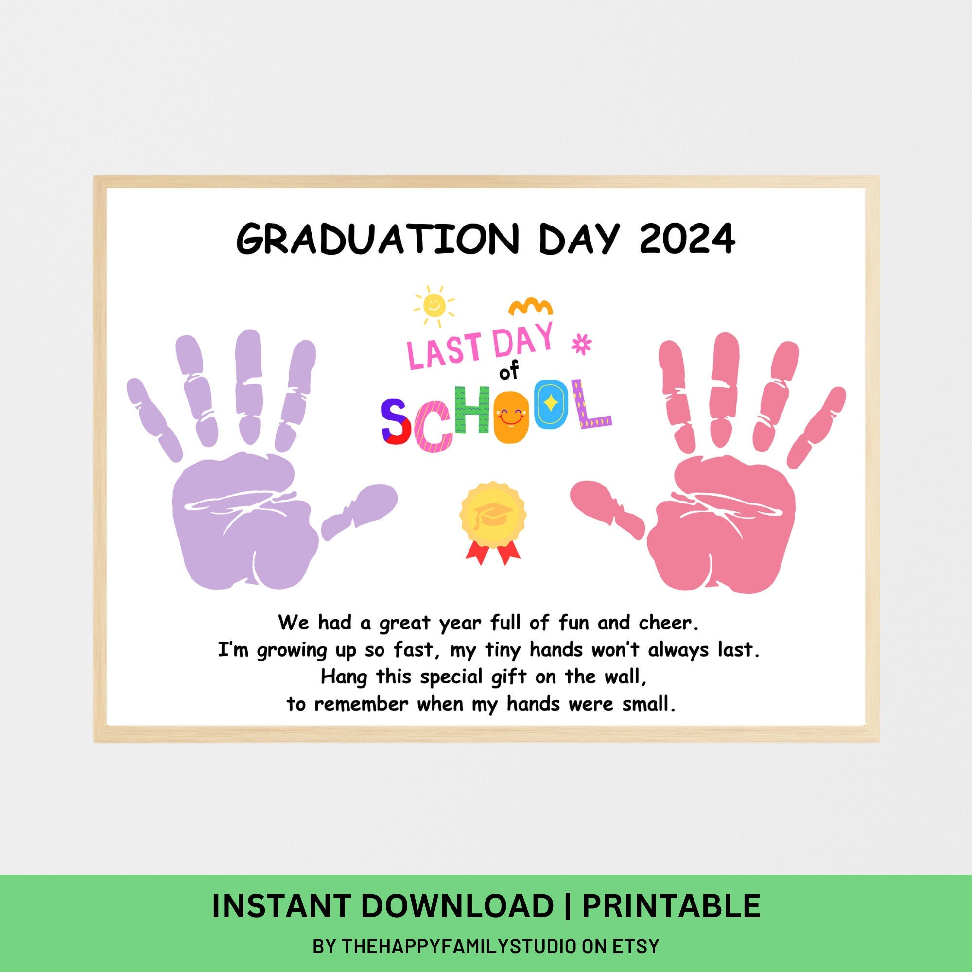 Last Day of School Handprint Art, School Keepsake, Kindergarten ...
