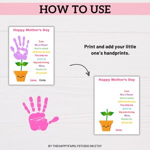 Printable Mother's Day Handprint Art, DIY Mom Craft Gift , Mothers Day ...