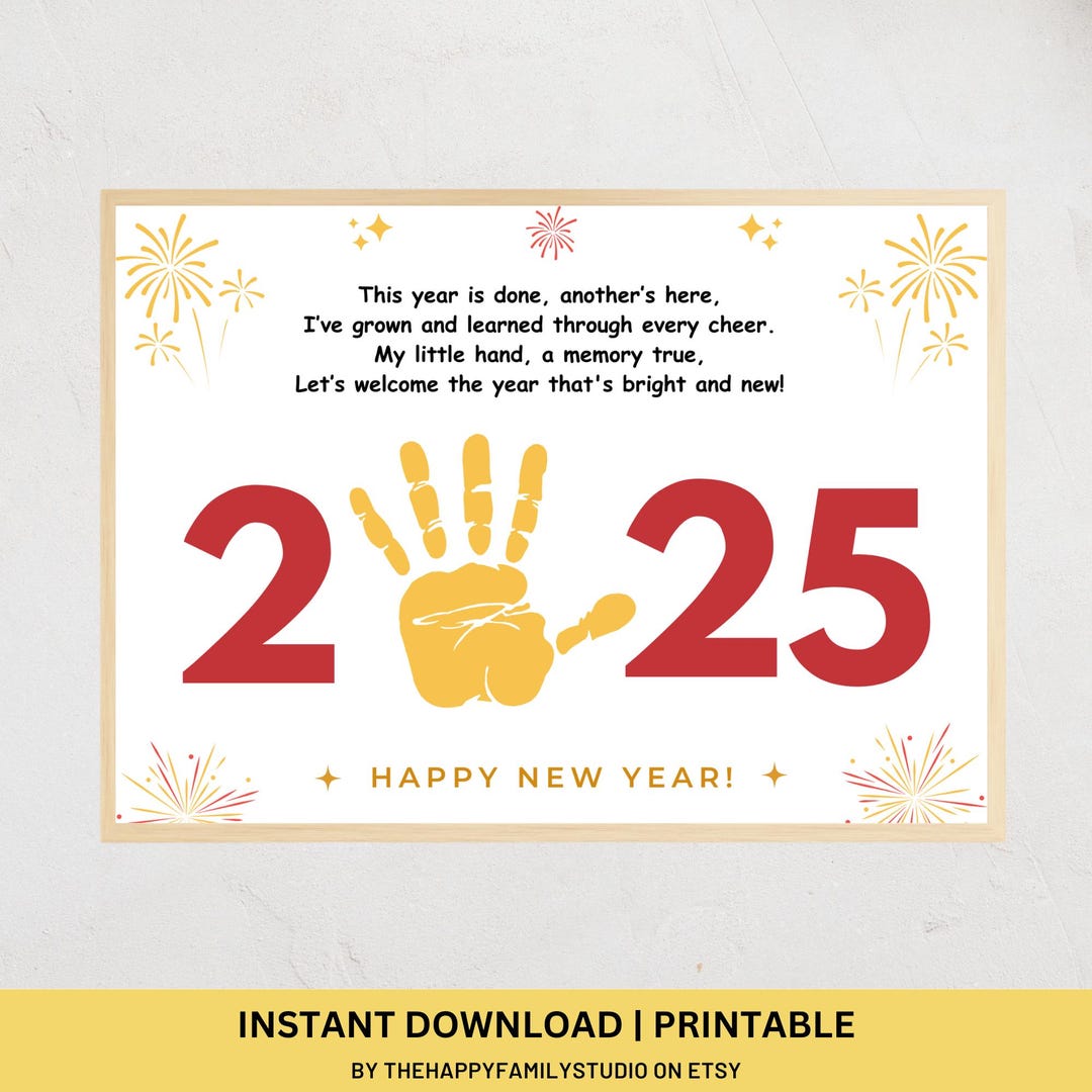 2025 New Years Handprint Art Poem, New Year Handprint Craft, Handprint ...