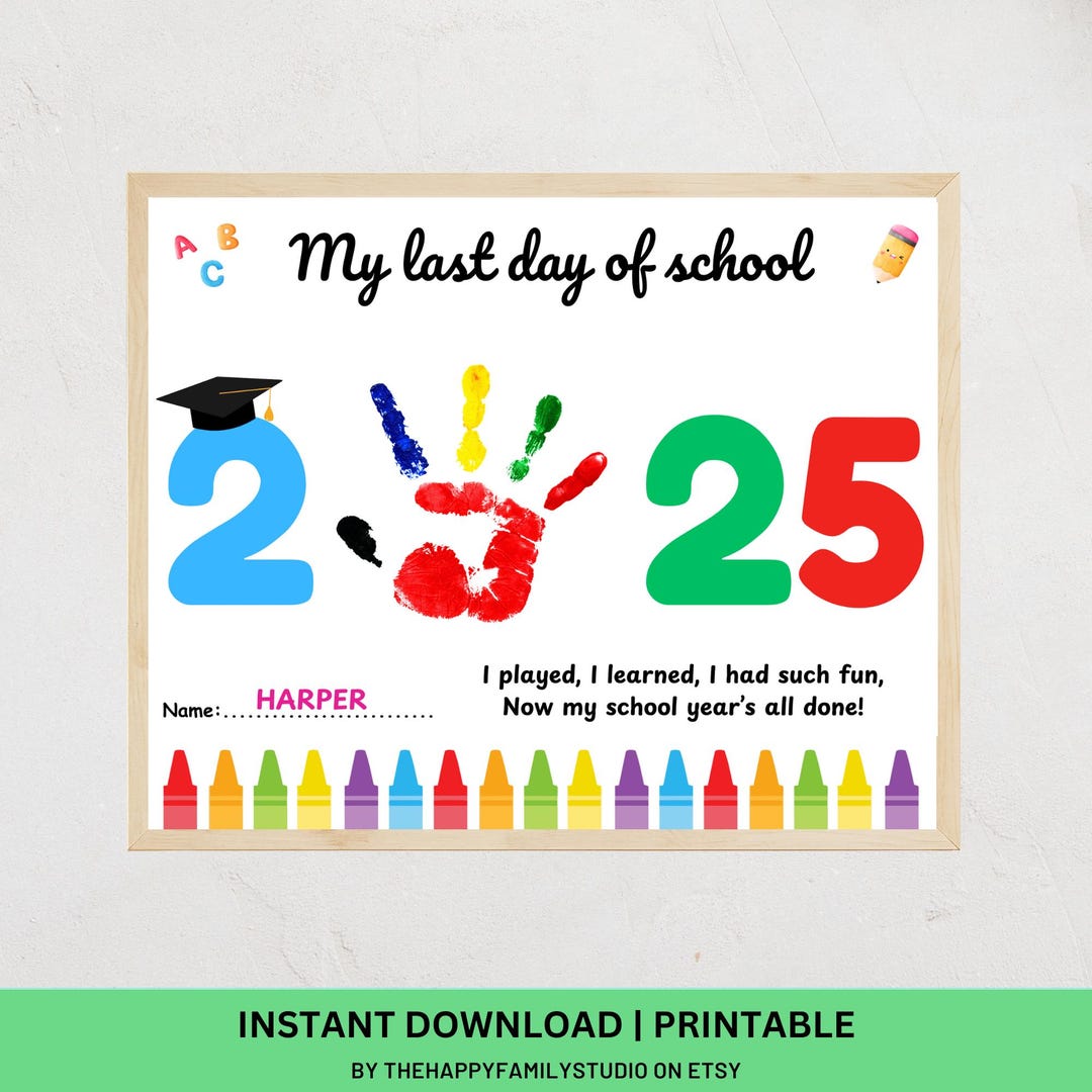 Last Day of School Handprint Art, School Handprint Art Craft ...