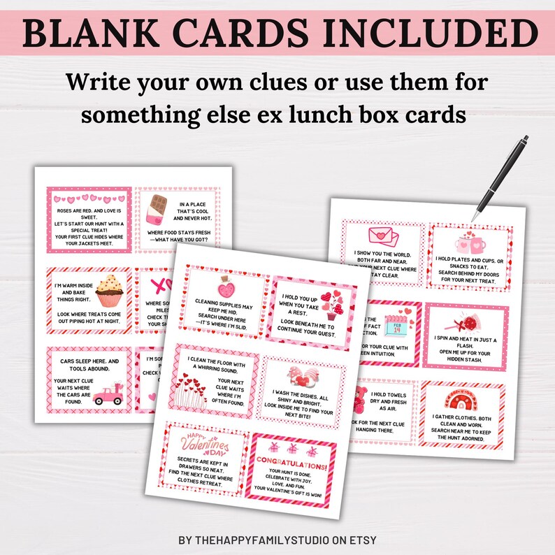 Valentines Day Scavenger Hunt for Kids, Valentines Treasure Hunt Clues ...