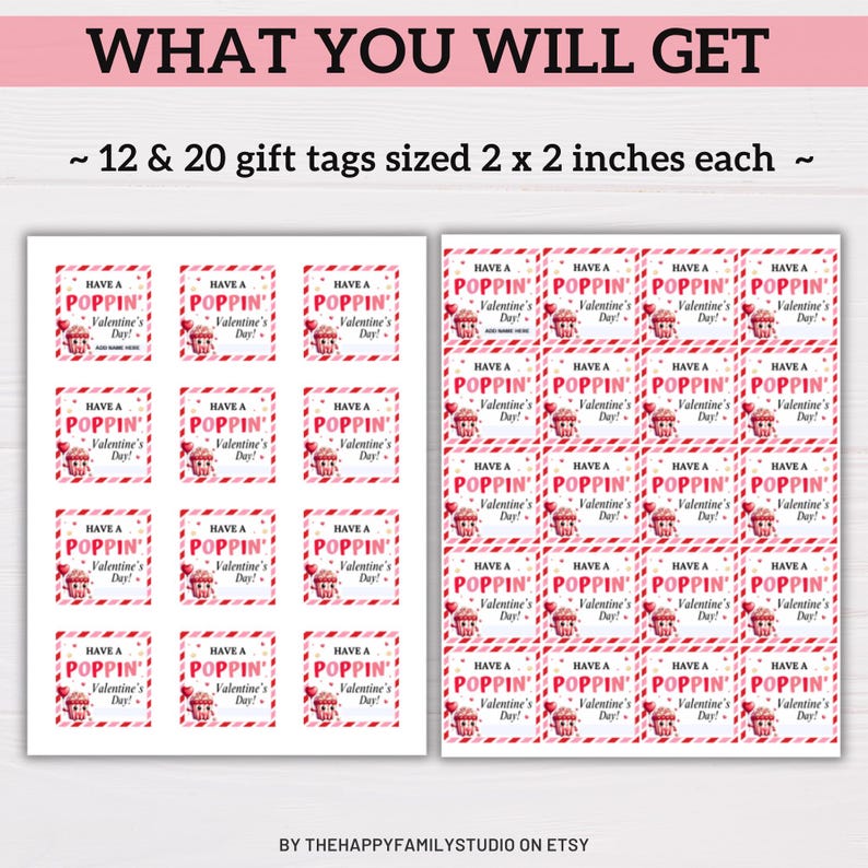 Printable Have A Poppin Valentines Day Tags, Valentine Popcorn Gift ...