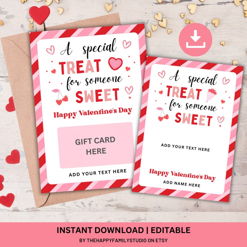Editable Teacher Valentine Gift Card Holder, Sweet Treat Valentine Gift ...