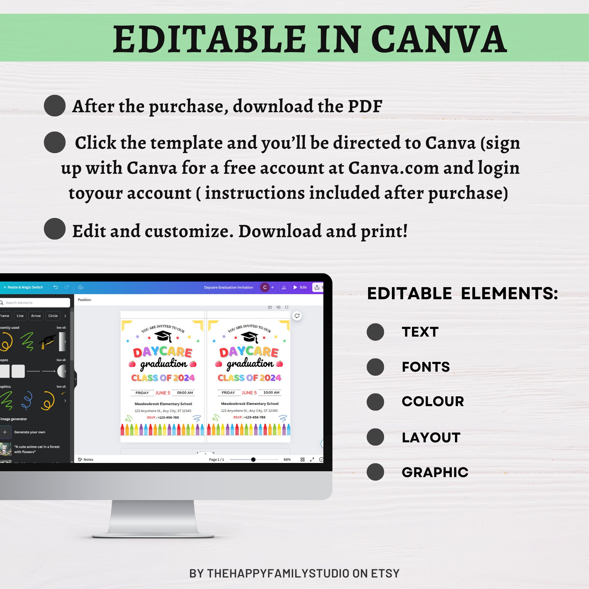 Editable Daycare Graduation Invitation, Daycare Announcement Party ...