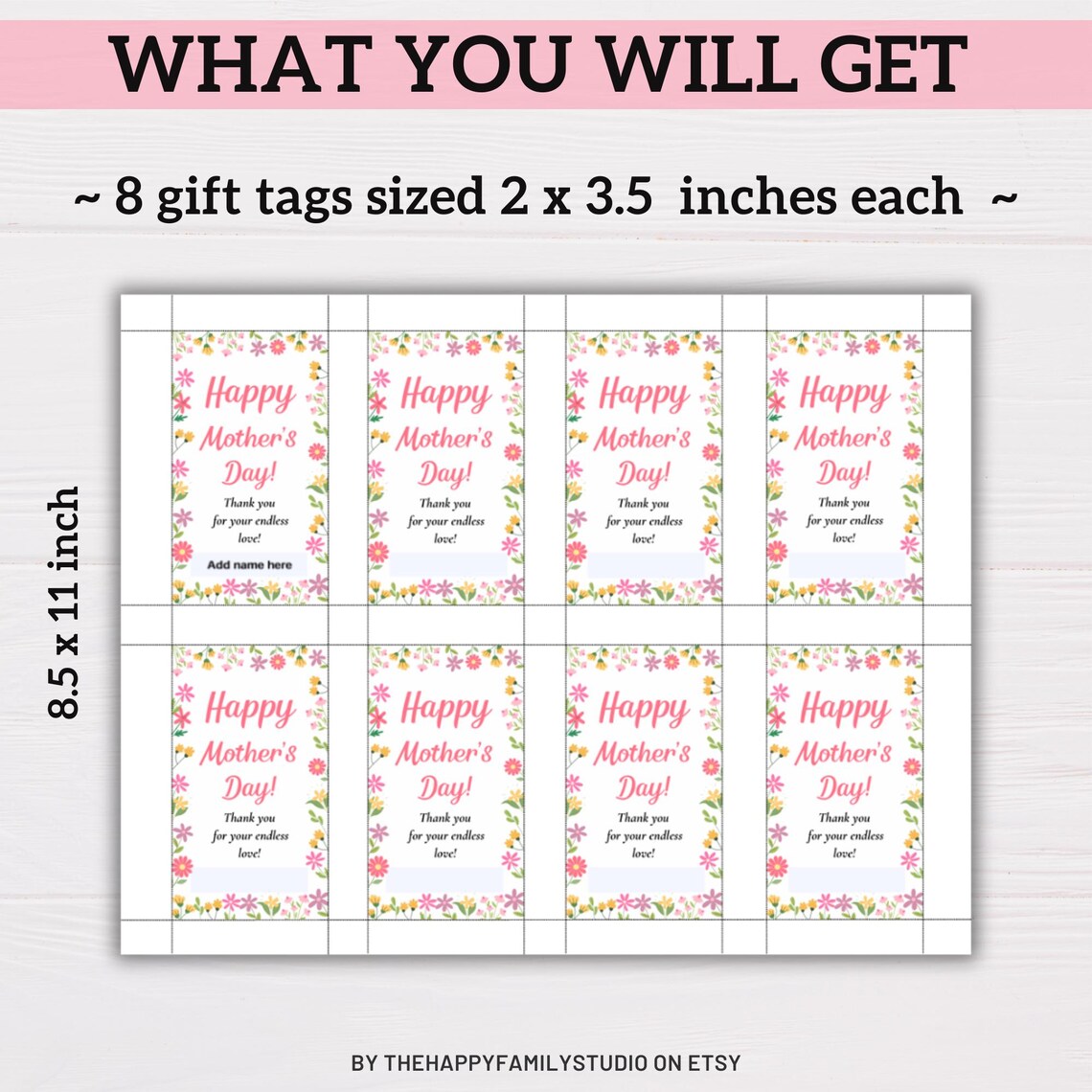 Happy Mother's Day Gift Tag, Mother Day Favor Tag, Floral Mother Day ...