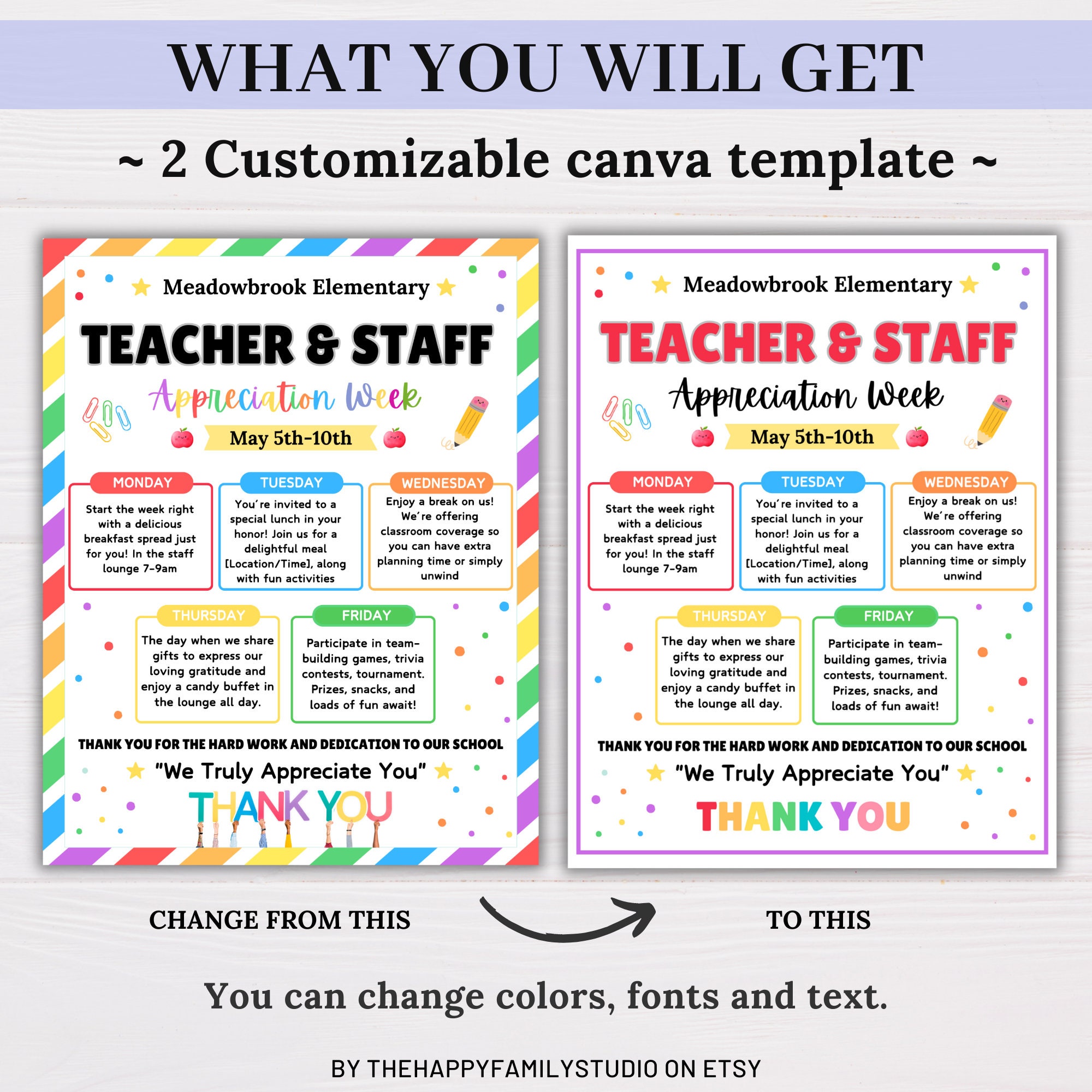 Teacher Appreciation Week Itinerary Poster Template, Newsletter ...