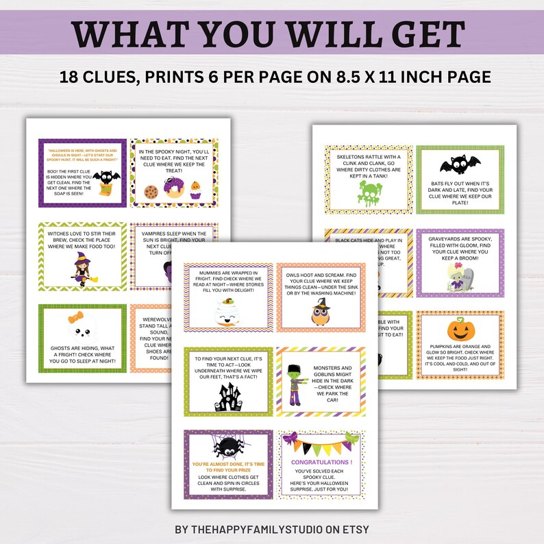 Halloween Scavenger Hunt, Treasure Hunt Clues, Halloween Games for Kids ...