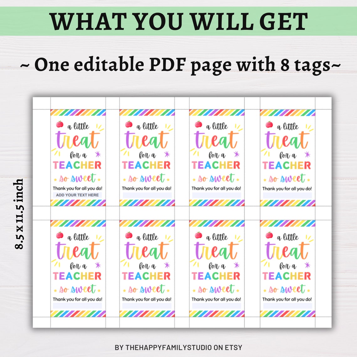 Printable Teacher Appreciation Gift Tag, Teacher Gifts Tag Label, Sweet ...