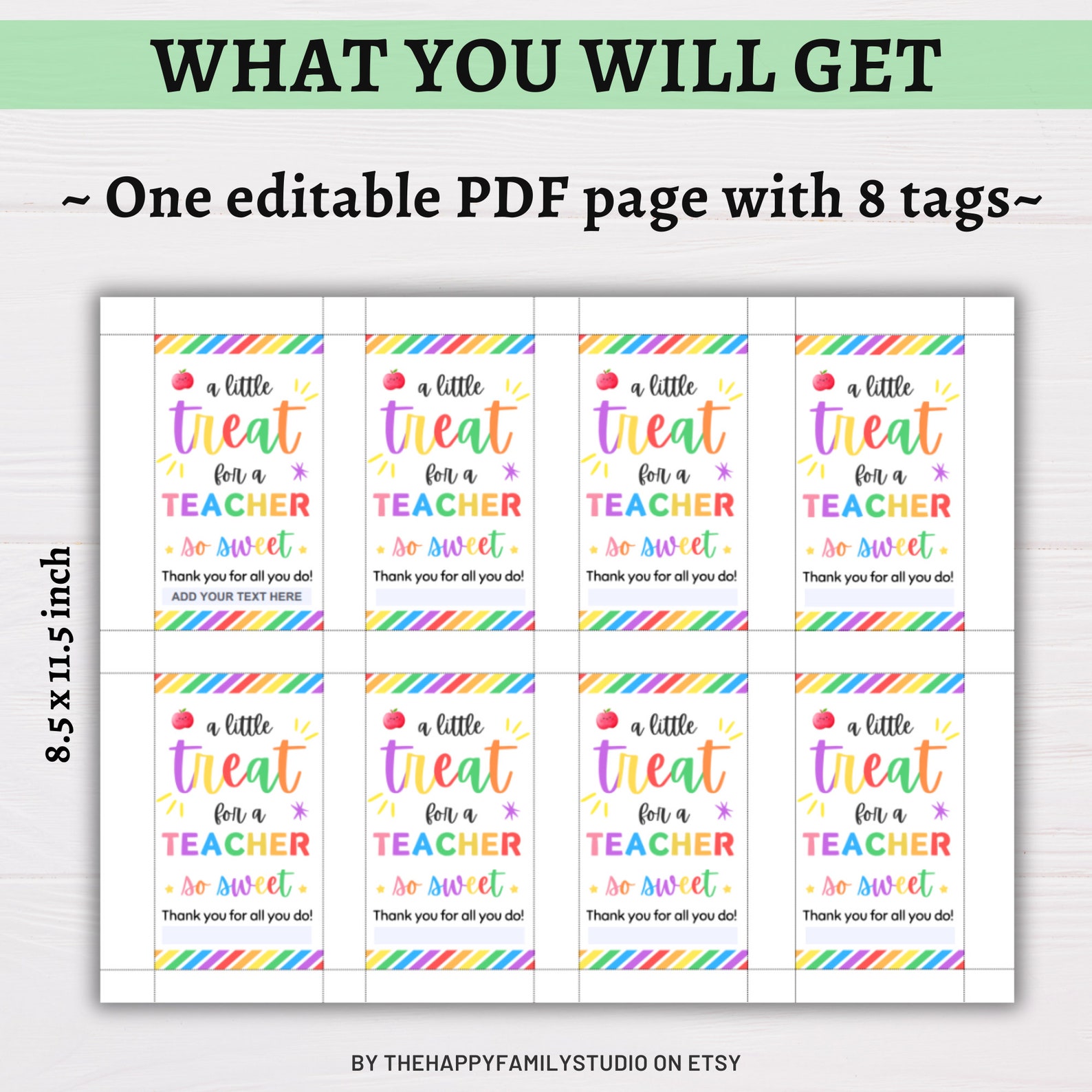 Printable Teacher Appreciation Gift Tag, Teacher Gifts Tag Label, Sweet ...