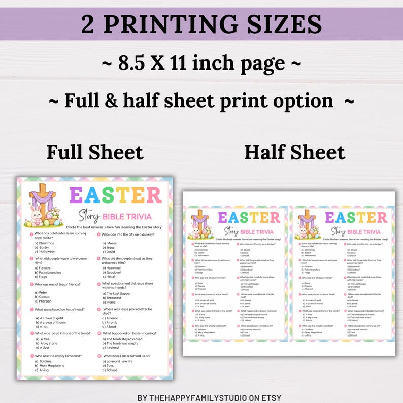 Easter Story Bible Trivia Questions for Kids, Christian Trivia Game, He ...