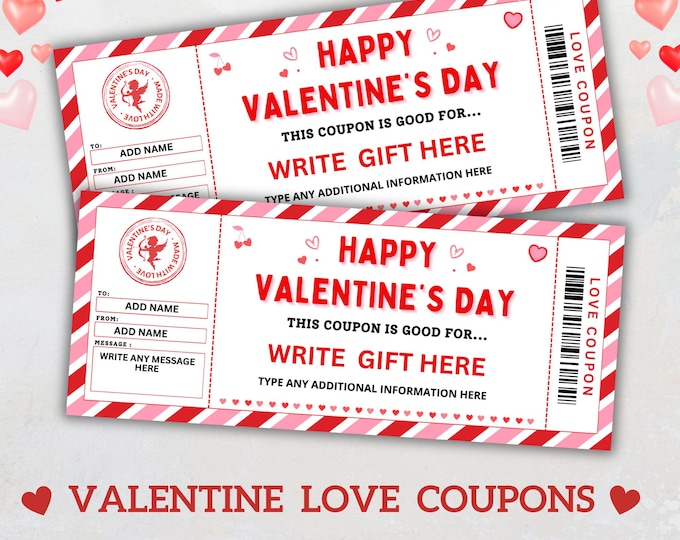 Printable Valentines Kids Coupon Book . Digital Download . Valentines ...