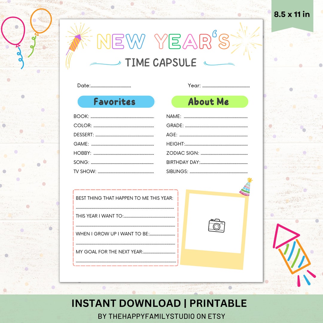 New Years Eve Time Capsule, Kids Year in Review, New Years Eve Kids ...