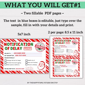 Editable Notification of Delay Christmas Gift, Late Gift Letter From ...