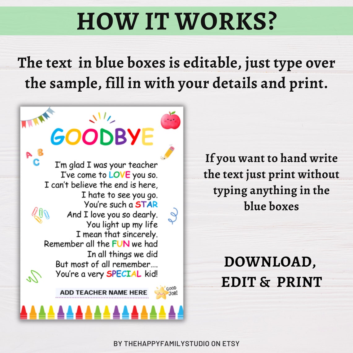 Printable End of School Year Letter for Students, Poem Gift From ...