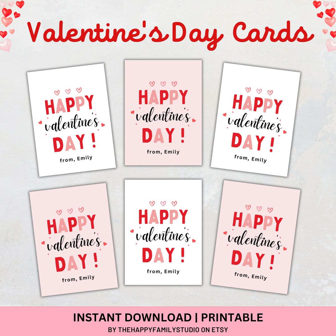 Editable Valentine's Day Cards, Printable Valentine's Day Tag ...
