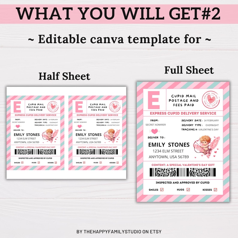 Editable Valentines Day Shipping Label, Valentine Cupid Gift Label ...