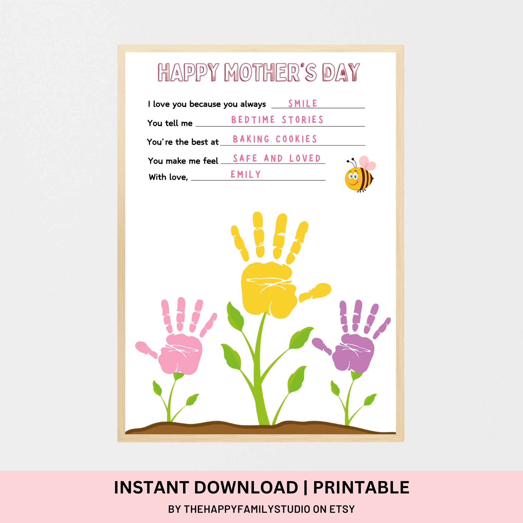 Mother's Day Garden Printable Keepsake, Kids Handprint Keepsake for Mom ...