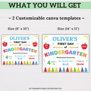 Editable First Day of School Sign, First Day of Kindergarten Sign, Back ...