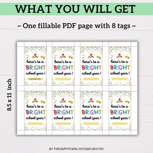 First Day of School Gift Tag, Welcome Back to School Tag, Here's to A ...