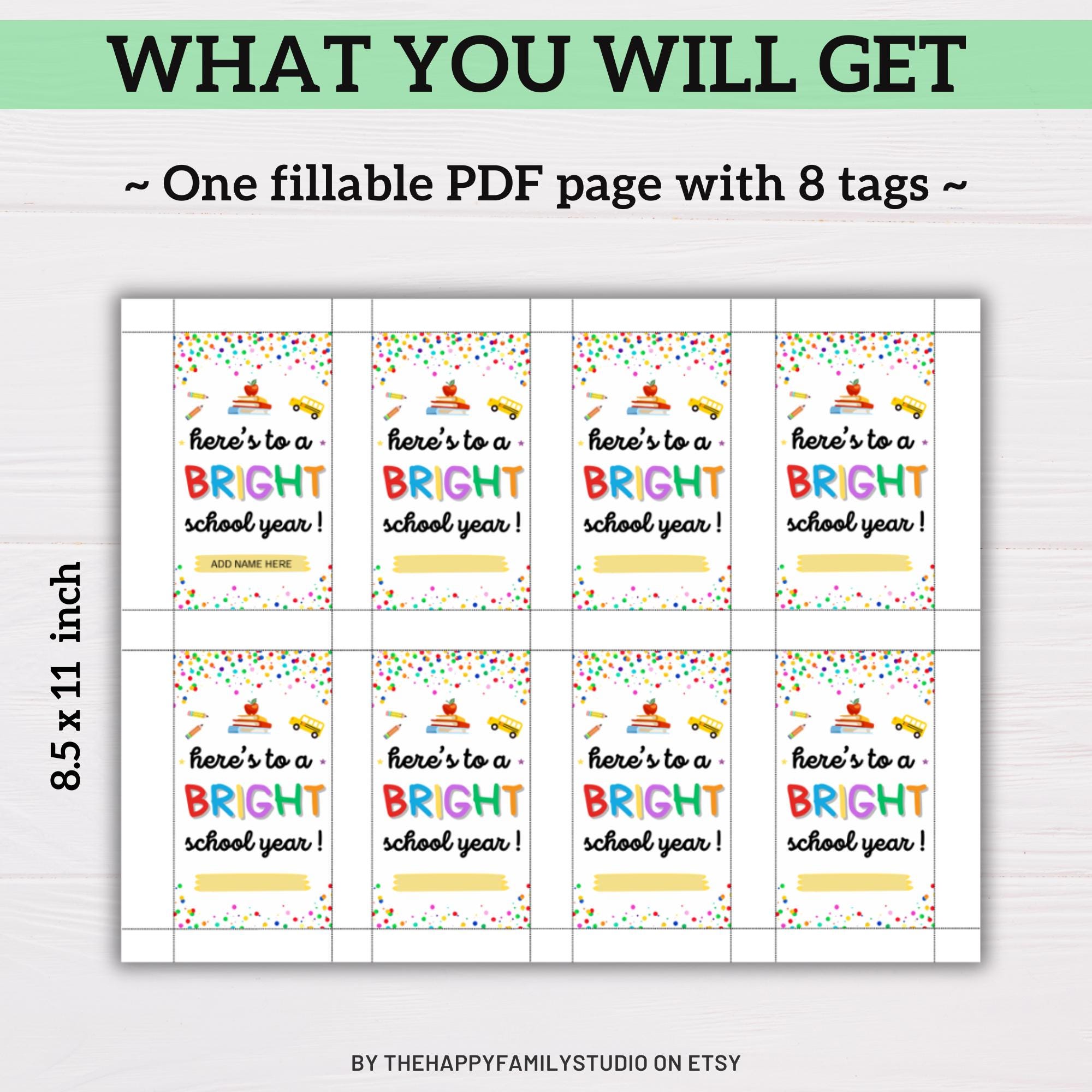 First Day of School Gift Tag, Welcome Back to School Tag, Here's to A ...