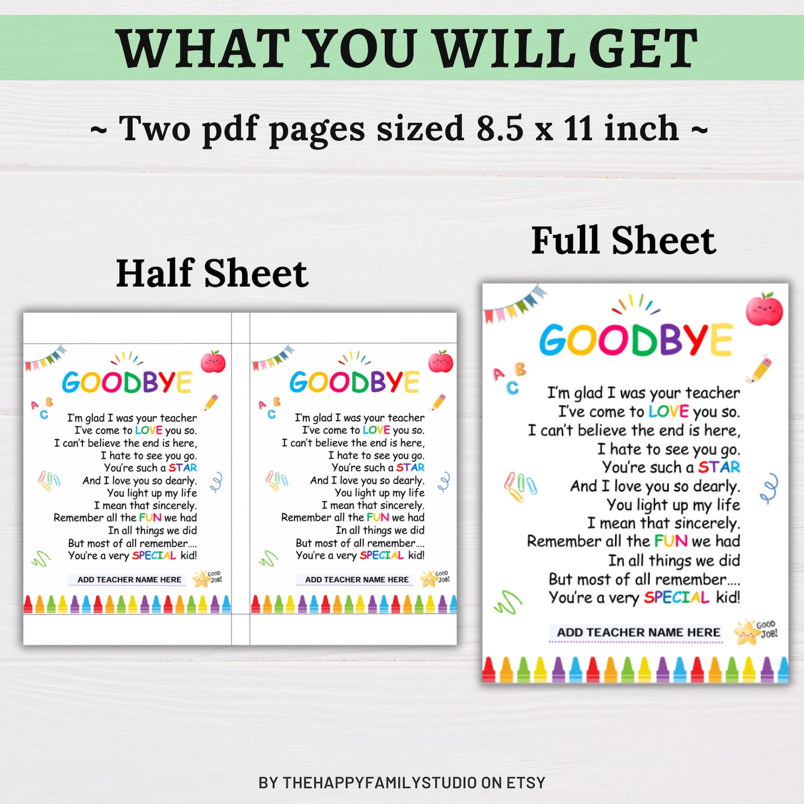 Printable End of School Year Letter for Students, Poem Gift From ...