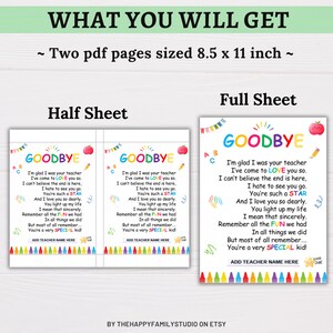 Printable End of School Year Letter for Students, Poem Gift From ...