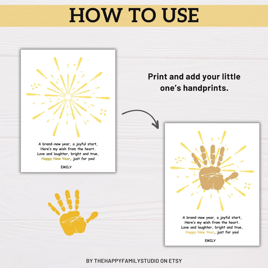 2025 New Years Handprint Art Poem, New Year Handprint Craft, New Year ...