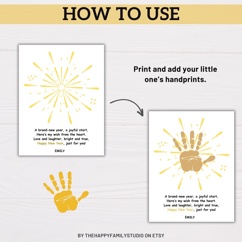 2026 New Years Handprint Art Poem, New Year Handprint Craft, New Year ...