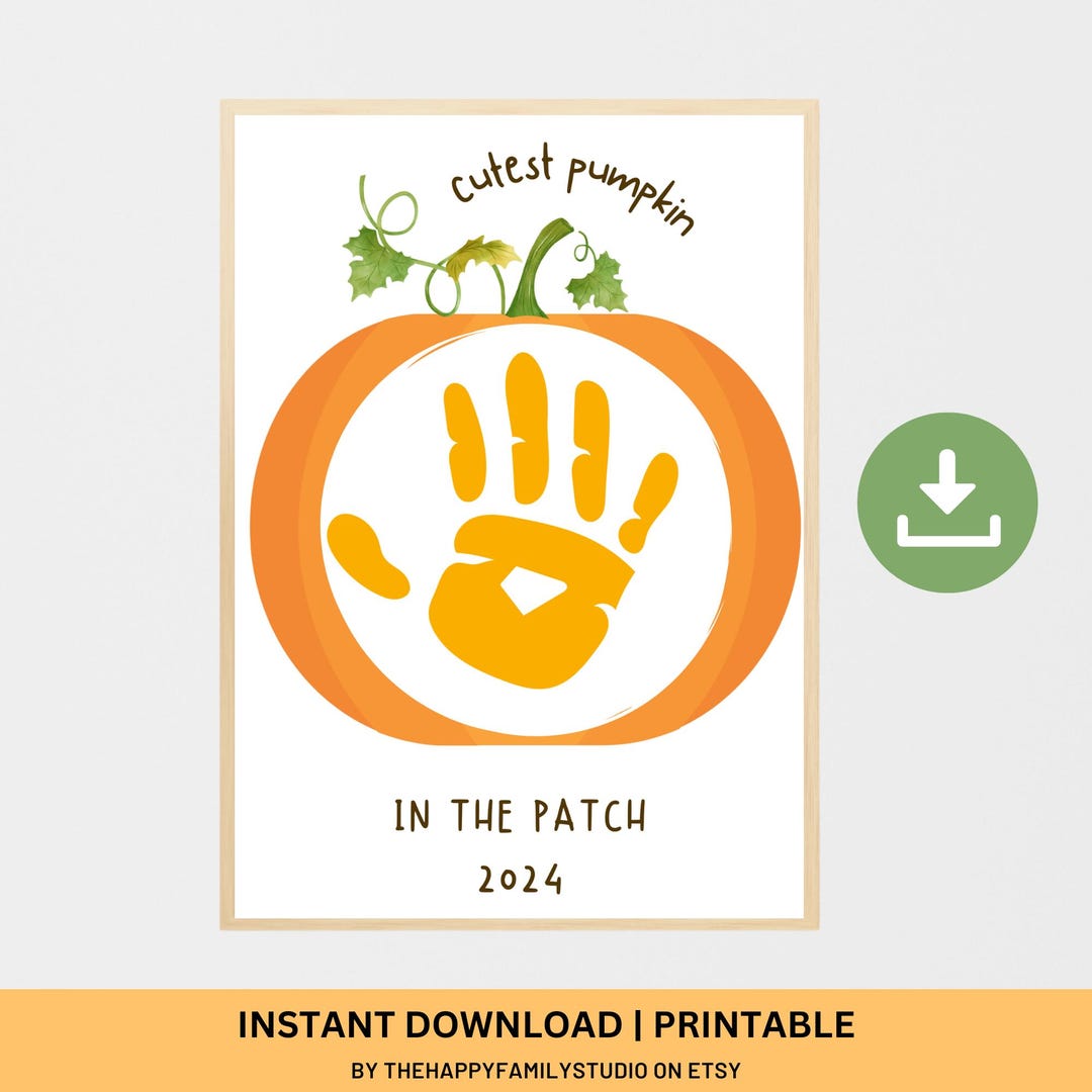 Autumn Pumpkin Handprint Art, Fall Handprint Keepsake, DIY Fall ...