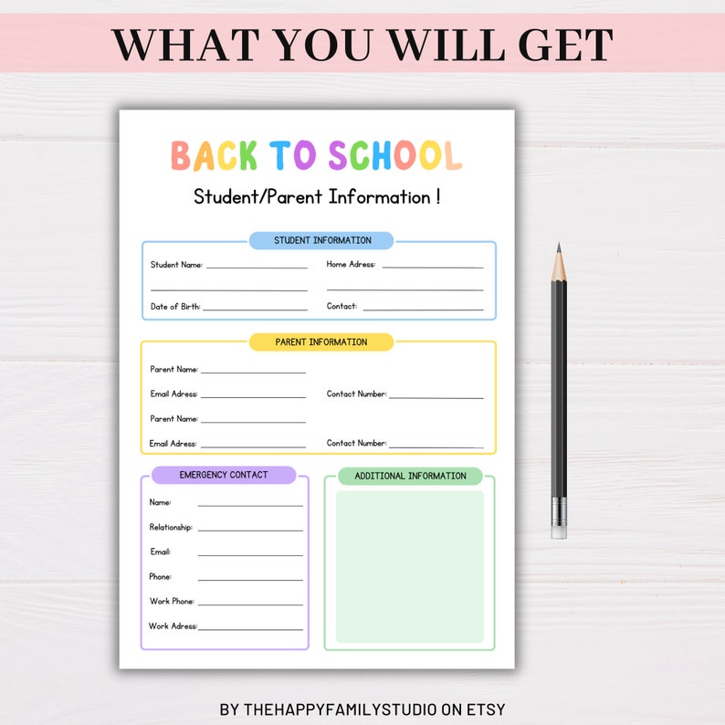 Back to School Questionnaire, Get to Know Your Child, Parent Survey ...