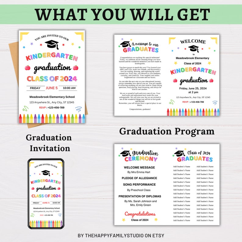 Kindergarten Graduation Bundle, Graduation Ceremony Program, Graduation ...