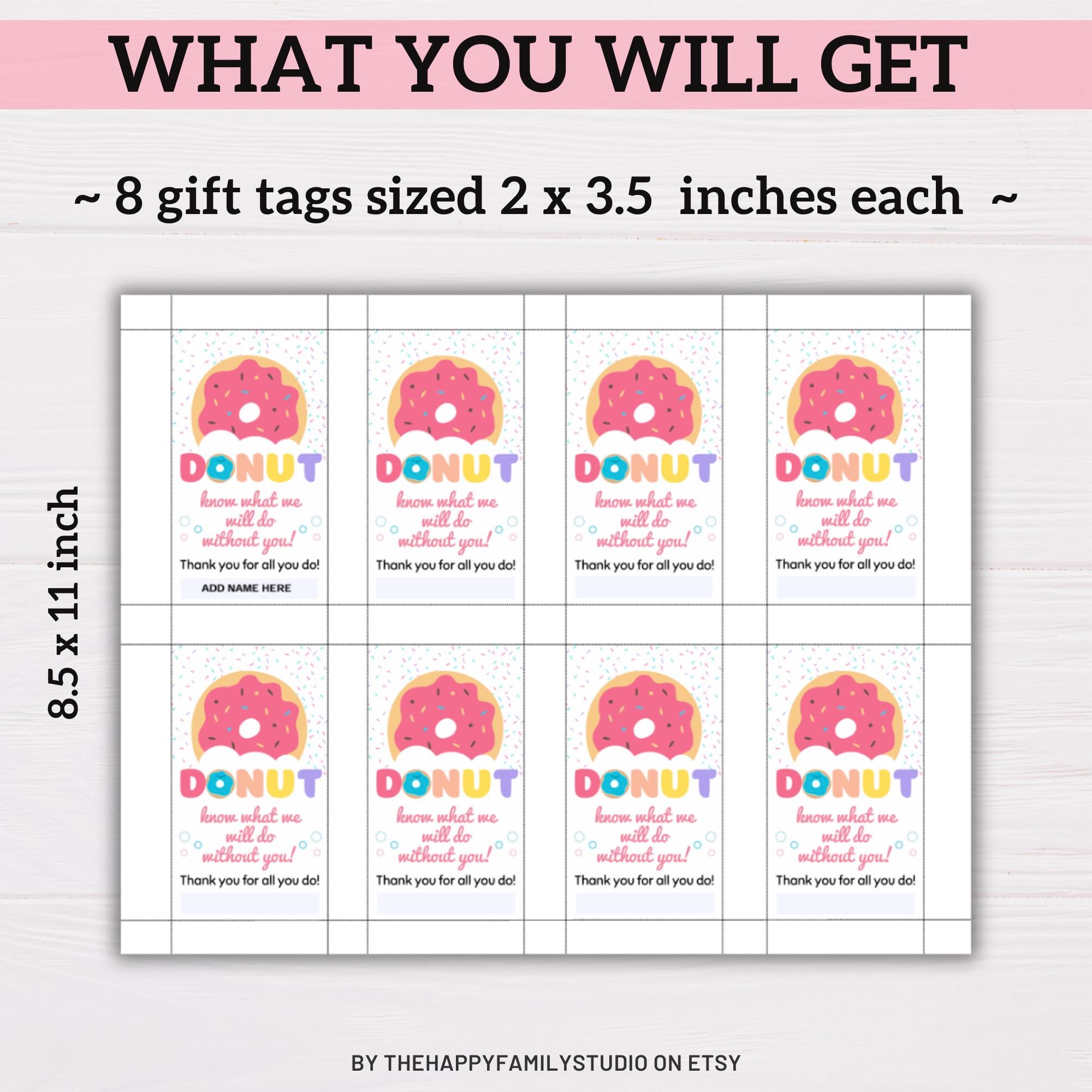 Donut Appreciation Gift Tag: Teacher, Staff, Nurse (digital Download ...