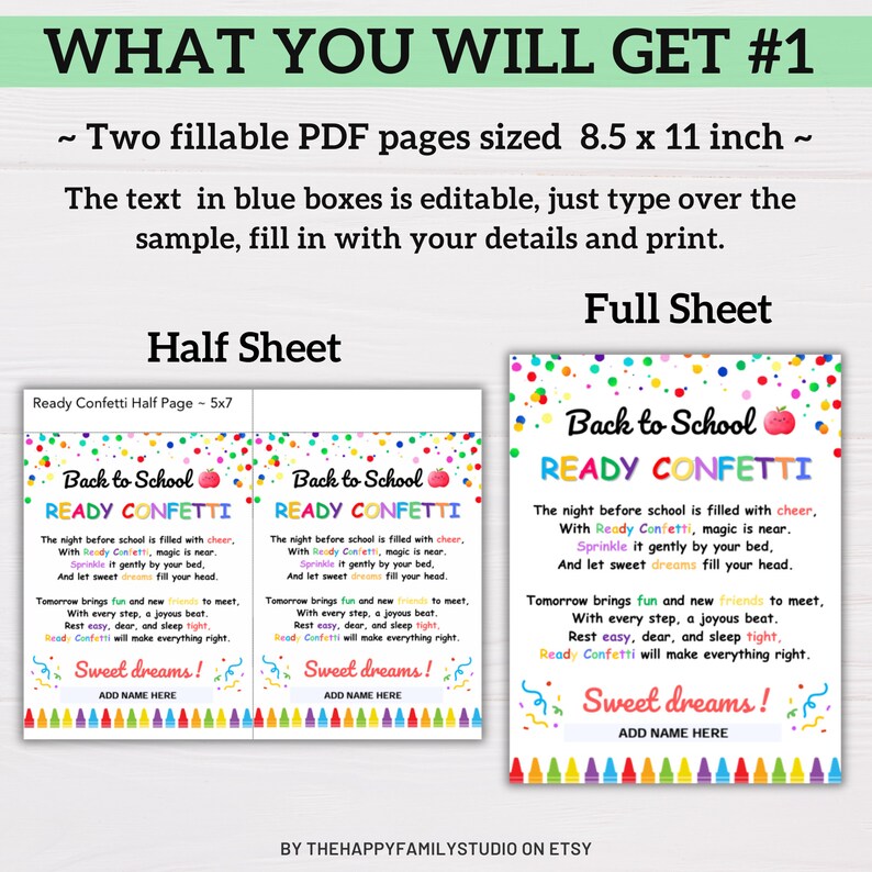 Back to School Ready Confetti Printable, Night Before First Day of ...