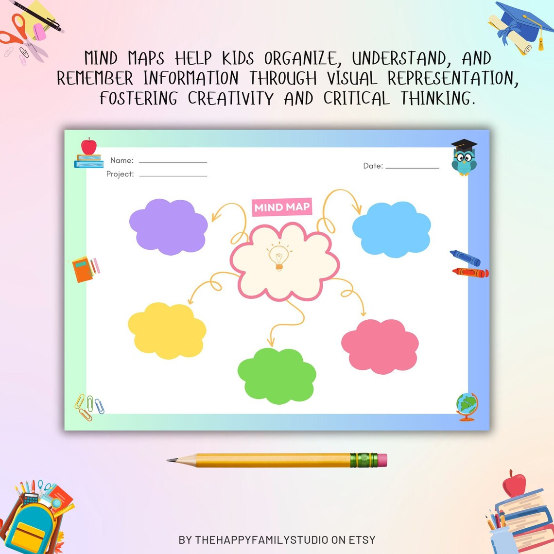 Mind Map Planner for Kids, Printable Mind Map, Visual Brainstorm Map ...