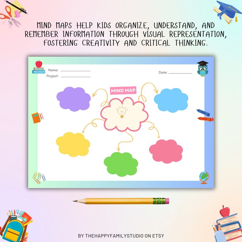 Mind Map Planner for Kids, Printable Mind Map, Visual Brainstorm Map ...